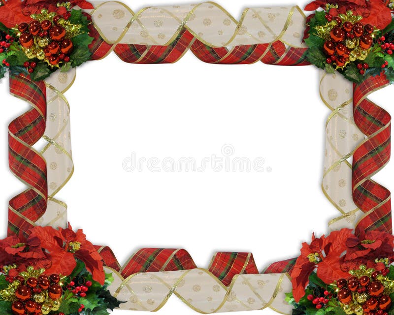 Christmas Border Snowflakes on Blue Ribbons Stock Illustration ...
