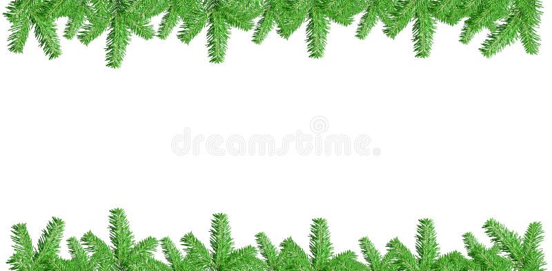 Christmas Border of Spruce Branches Isolated White Background Stock ...