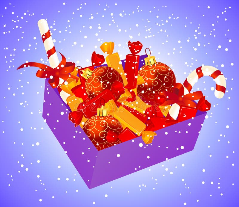 Christmas box with candies stock vector. Illustration of group - 12190336