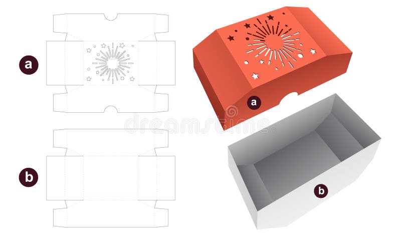 Christmas Box Die Cut Template Design Stock Vector - Illustration of ...