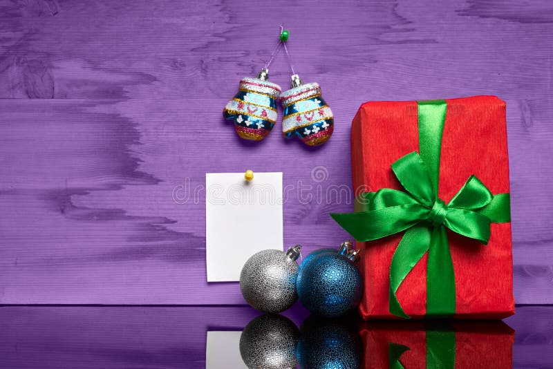 Christmas Box with a Gift and a Sticker Stock Image - Image of ...