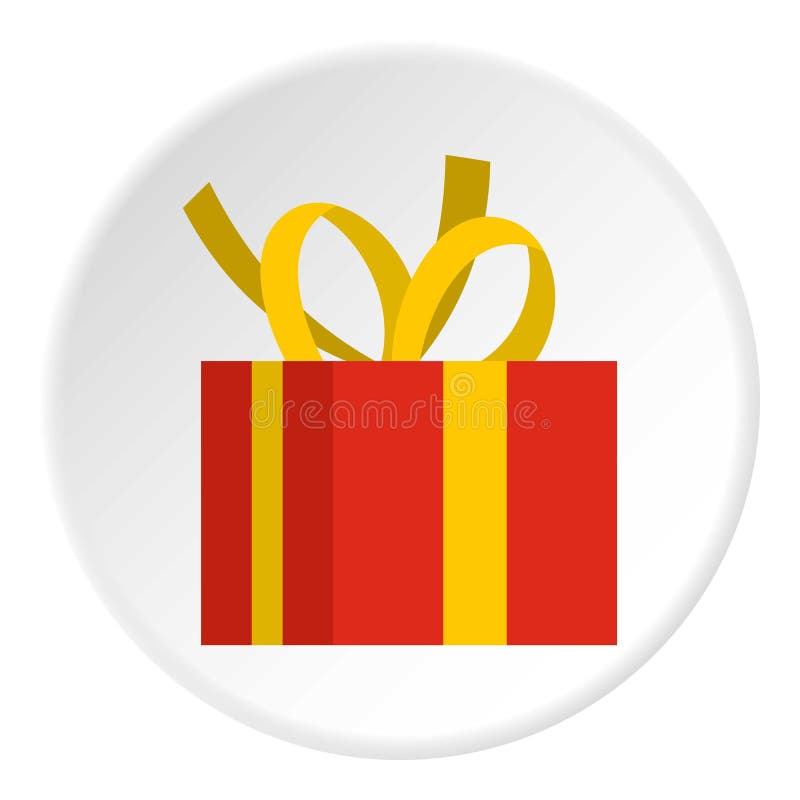 Christmas Box with Yellow Bow Icon Circle Stock Vector - Illustration ...