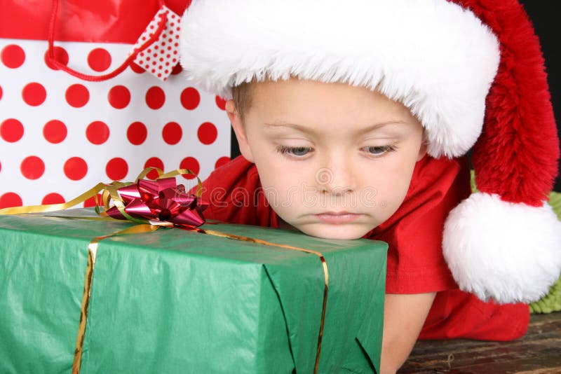 Merry Christmas Young Boy Pout Stock Photo - Image of child, happiness ...