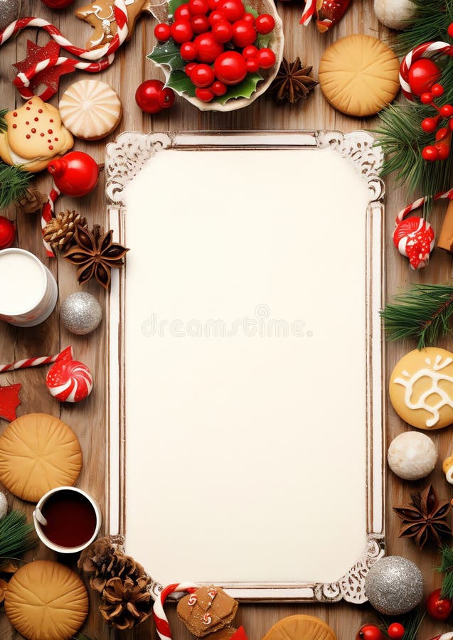 Christmas Breakfast Watercolor Winter Border Stock Illustration ...
