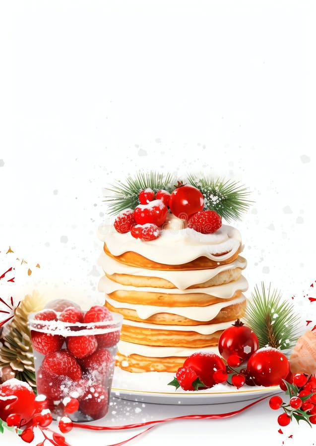 Christmas Breakfast Watercolor Winter Border Stock Illustration ...