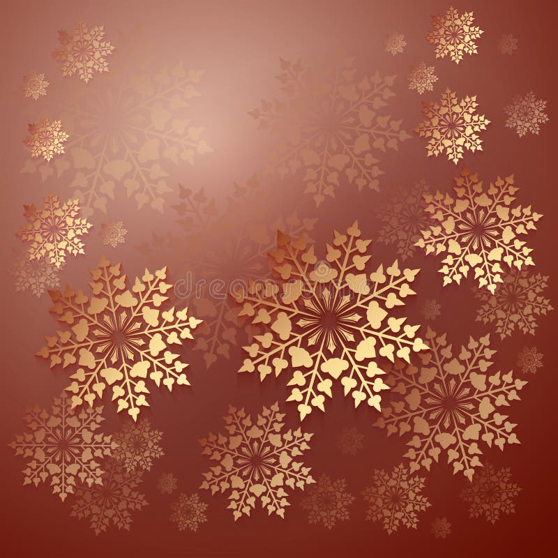 Christmas Brown Background with Yellow Snowflakes. Stock Vector ...