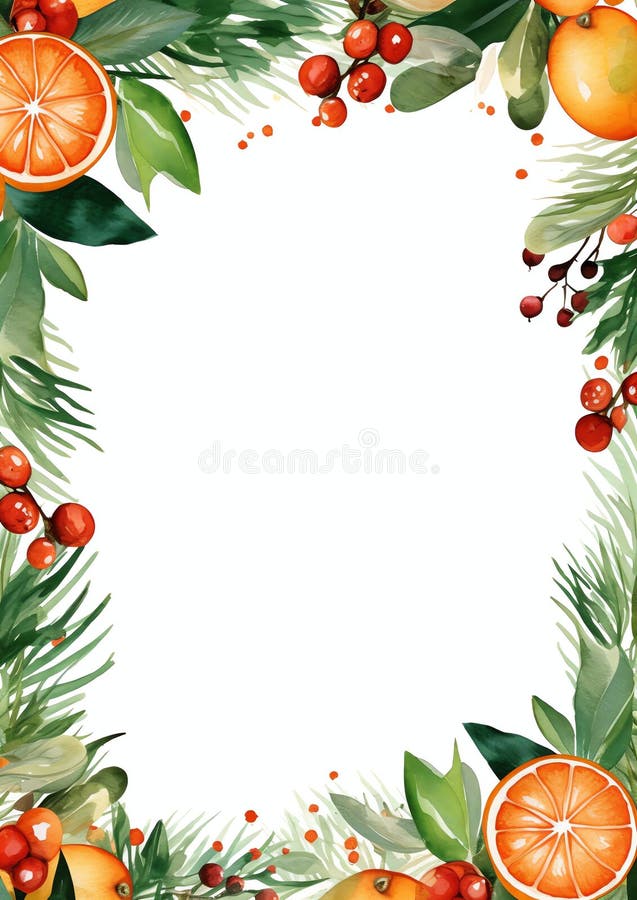 Christmas Brunch Watercolor Winter Border Stock Illustration ...