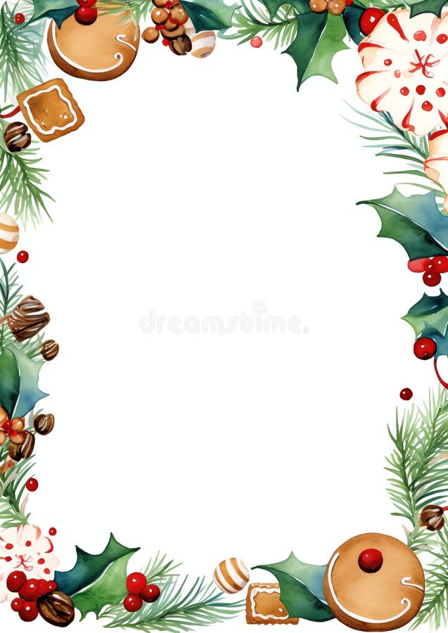 Christmas Brunch Watercolor Winter Border Stock Illustration ...