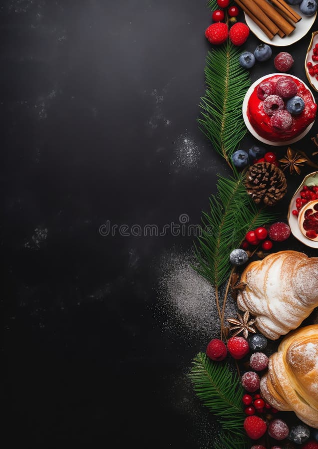 Christmas Brunch Watercolor Winter Border Stock Illustration ...