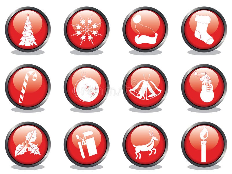 Christmas buttons stock vector. Illustration of glossy - 16888754