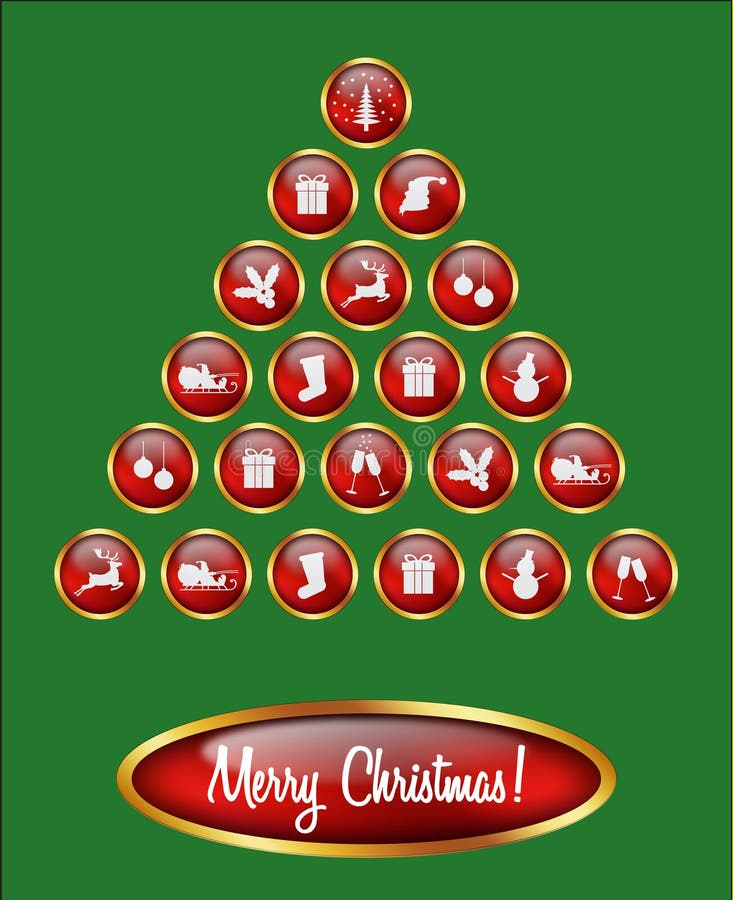 Christmas Buttons Forming a Christmas Tree Stock Illustration ...
