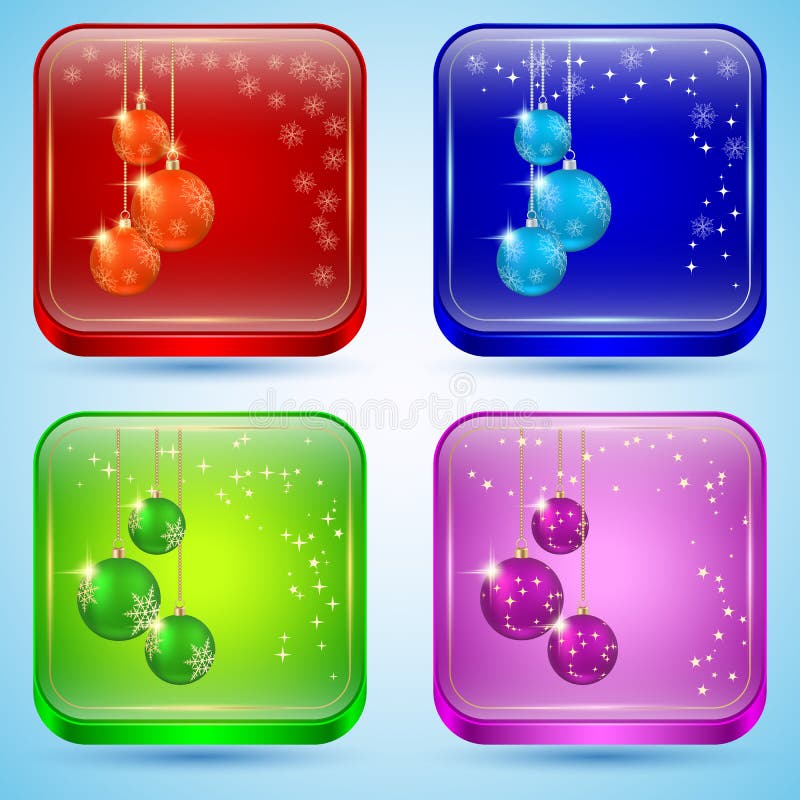 Christmas Buttons Vector Set Stock Vector - Illustration of holiday ...