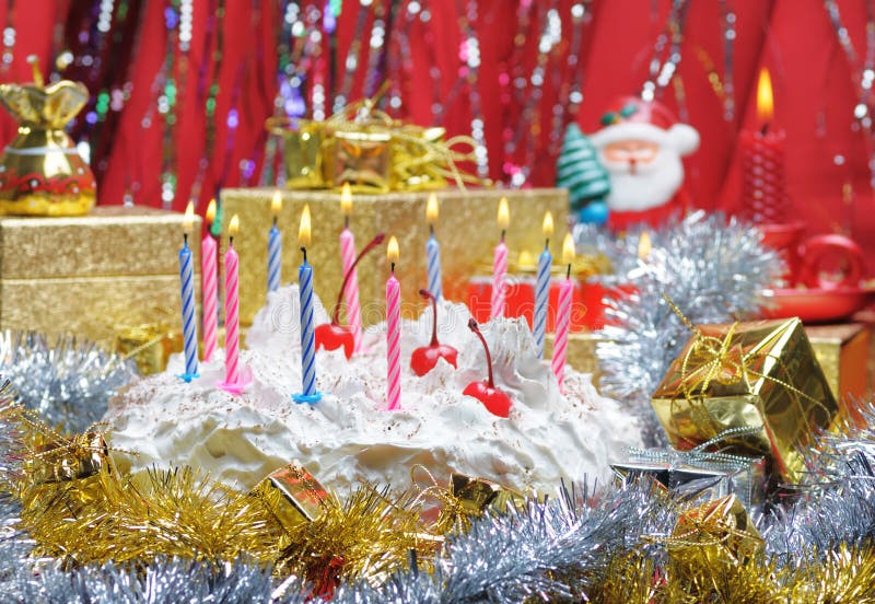 Christmas cake. stock photo. Image of fire, delicious - 16480014