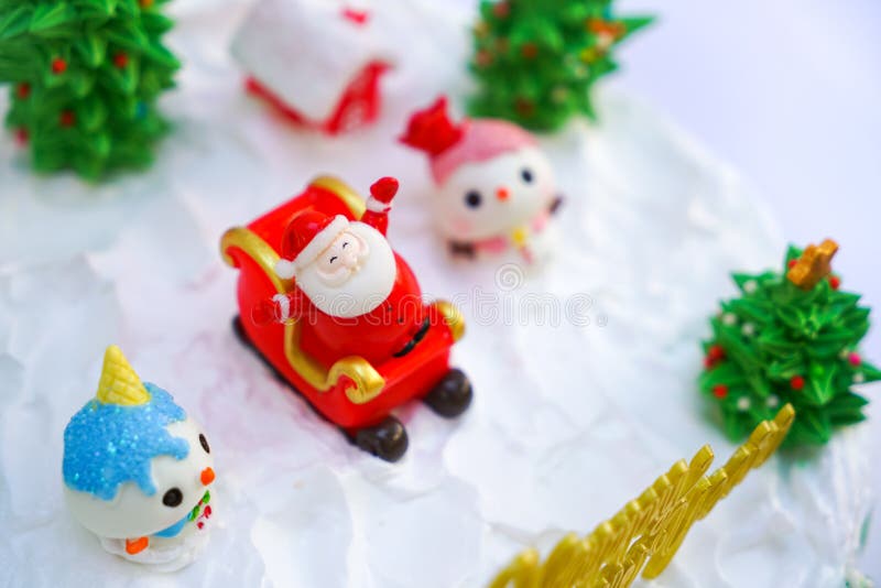 Christmas Cake Decorated with Sweet Figures of Christmas Tree, Santa ...