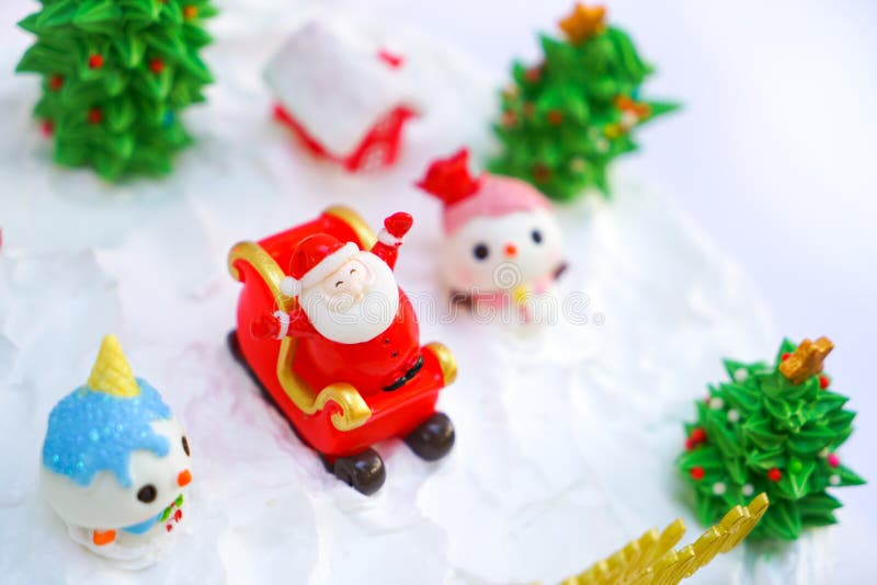 Christmas Cake Decorated with Sweet Figures of Christmas Tree, Santa ...