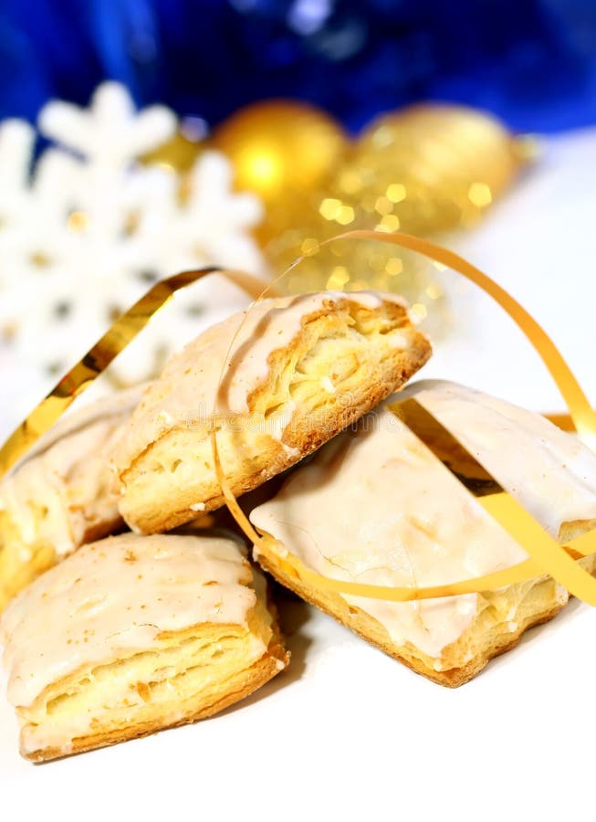 Christmas Cake from Flaky Pastry with Glaze Stock Photo - Image of ...