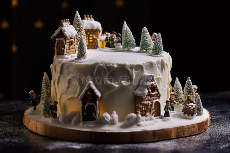 Christmas Cake Glazed and Decorated. AI Generated Stock Illustration ...