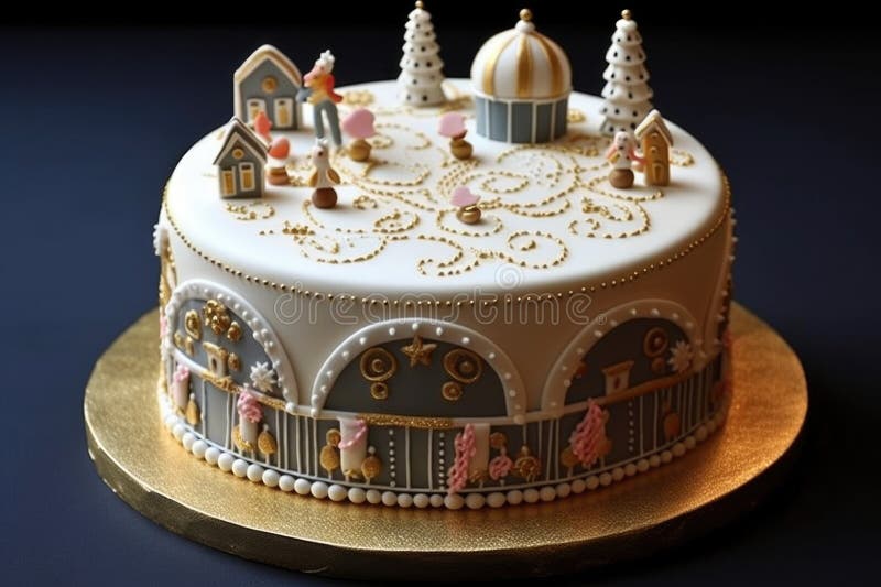 Christmas Cake Glazed and Decorated. AI Generated Stock Illustration ...