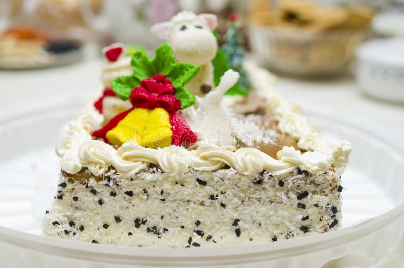 Christmas cake on a table stock photo. Image of baking - 48558810