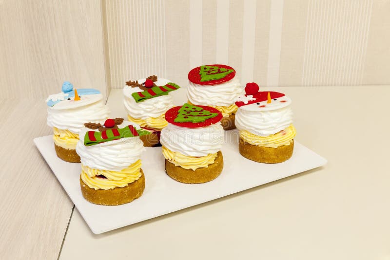 Christmas cakes with cream stock photo. Image of christmas - 106053160