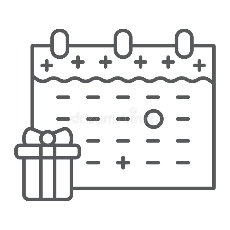 Calendar Thin Line Icon, Reminder and Date, Schedule Sign, Vector ...