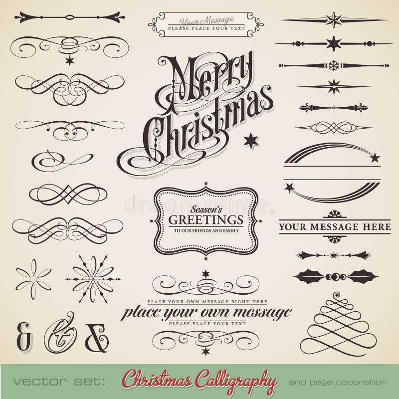 Christmas calligraphy stock vector. Illustration of hollies - 17337640