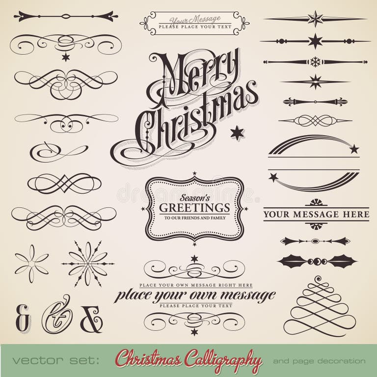 Christmas calligraphy stock vector. Illustration of hollies - 17337640