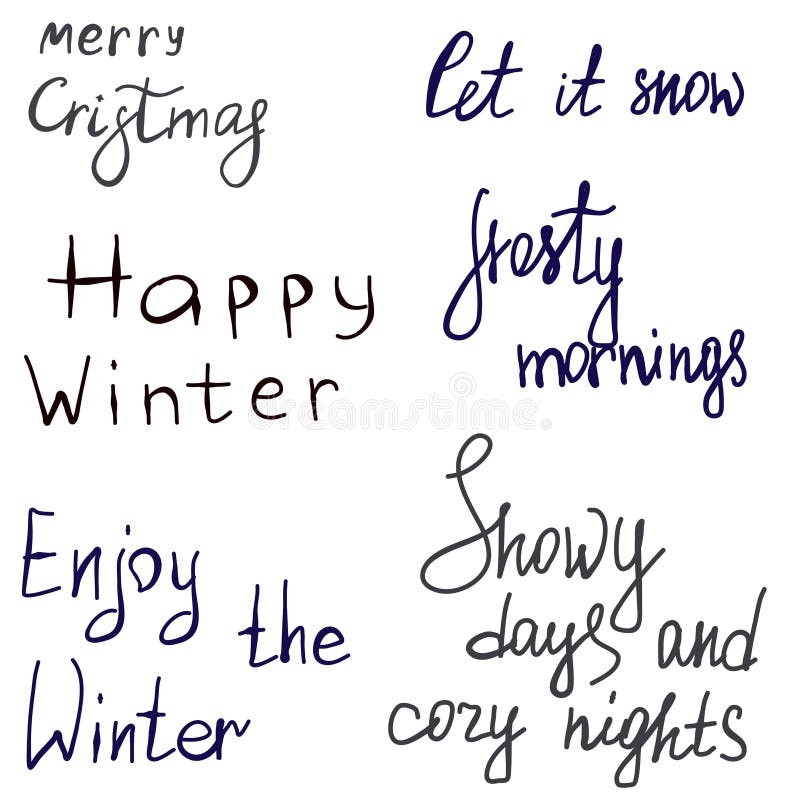 Christmas Calligraphy Set. Lettering for Christmas Card Stock ...