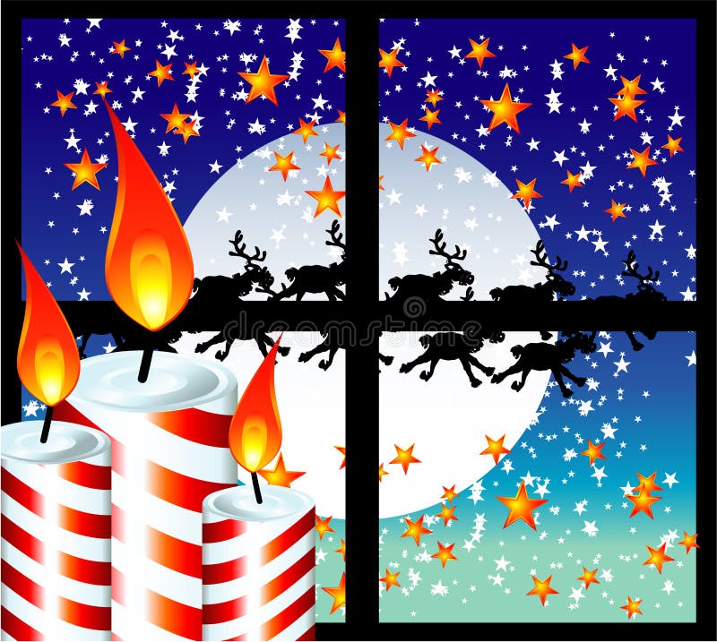 Christmas Candle Moon Light Window Stock Vector - Illustration of ...