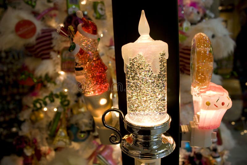 Christmas Candle Night Light Stock Image - Image of romantic, warm ...