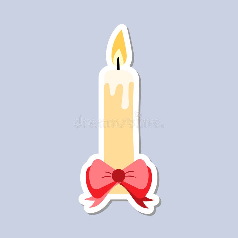 Christmas Candle Sticker. a Festive Sticker Icon with a Candle Stock ...