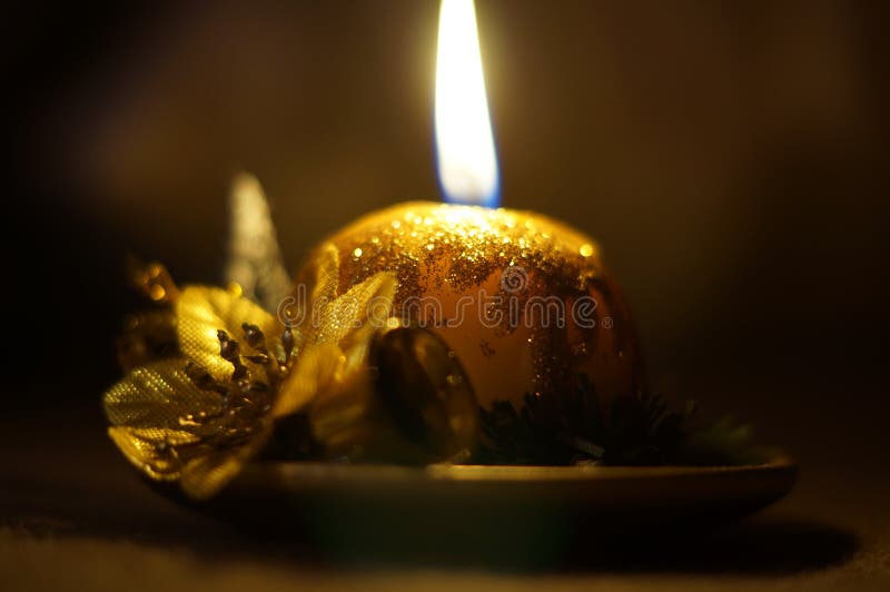 Christmas Candle on a Support Flame Stock Photo - Image of temperature ...