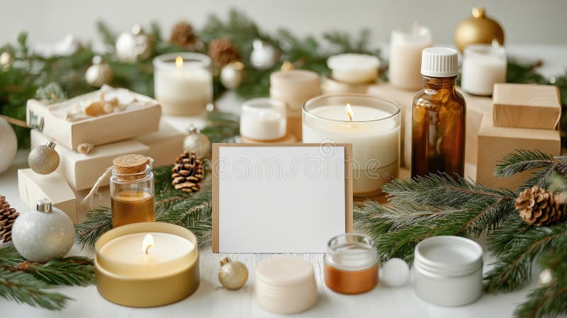 Christmas Candle Workshop Display with Blank Flyer AI Generated Stock ...