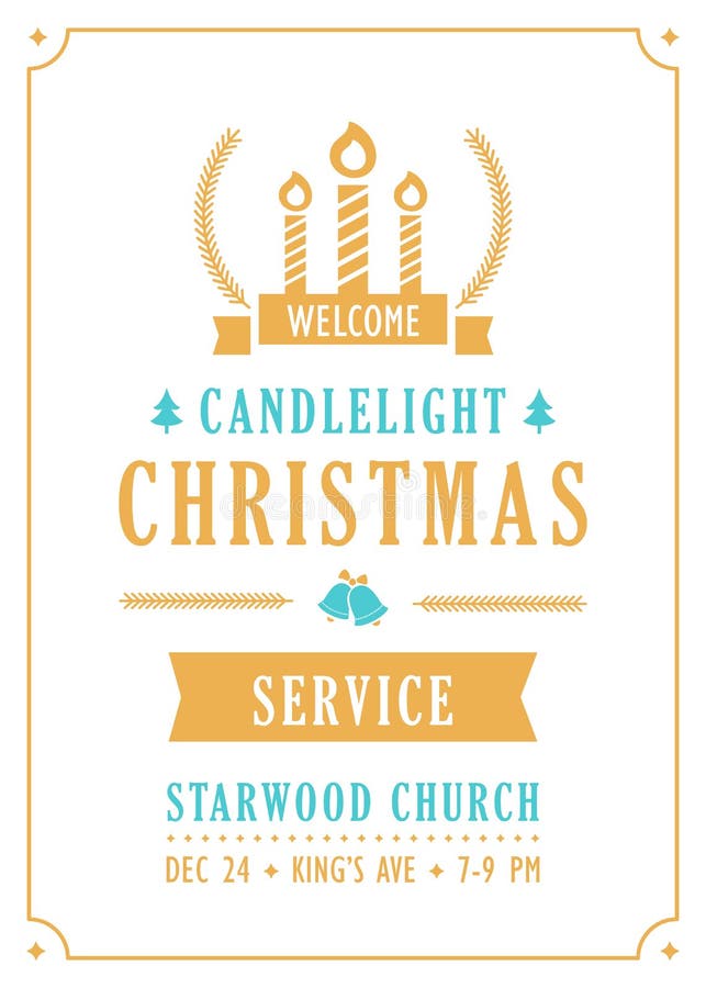 Christmas Eve Candlelight Service Invitation Card on Blurry Bokeh ...