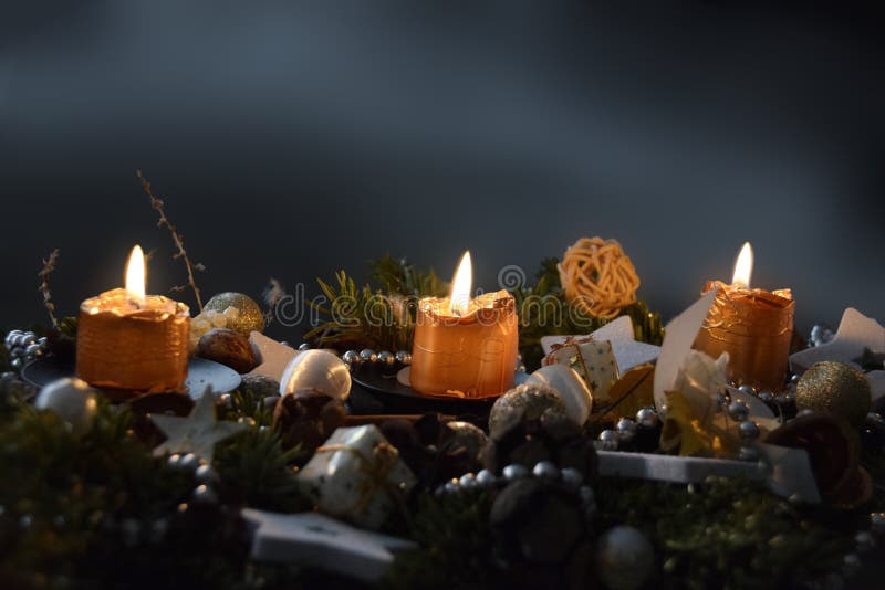 Christmas Background - Third Advent Stock Photo - Image of golden, burn ...