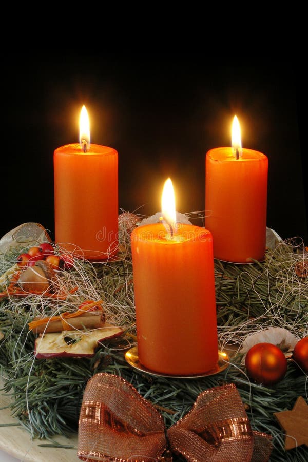 2 Advent Candles stock photo. Image of greenery, pine - 3788076