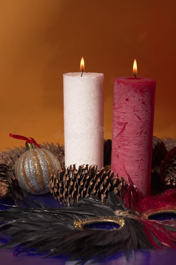 Christmas Candles With Toys Stock Image - Image of night, fire: 3779107