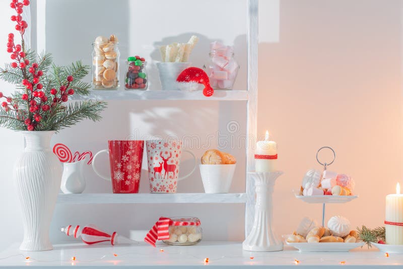 Christmas Candy Bar in Red and White Colors Stock Photo - Image of ...