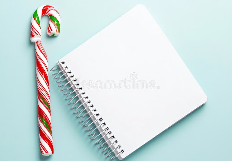 Christmas Candy Cane and Blank Spiral Notebook High Quality Image Stock ...