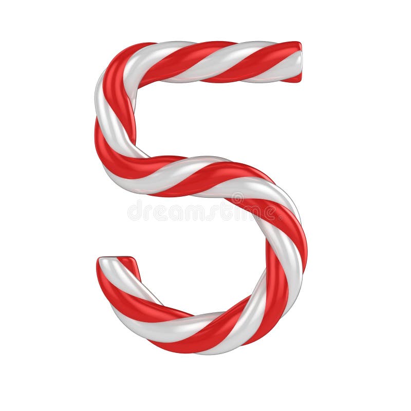 Christmas Candy Cane Font - Number 5 Stock Illustration - Illustration ...