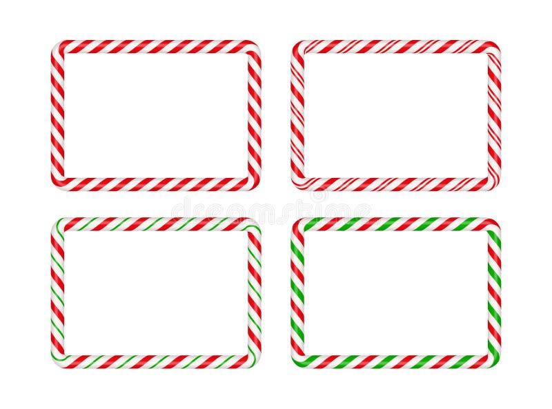 Christmas Candy Cane Rectangle Frame with Red and Green Stripe. Xmas ...