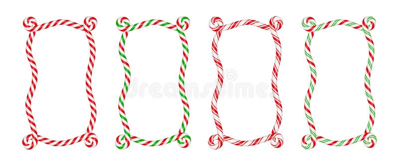 Christmas Candy Cane Rectangle Frame with Red and White Stripe. Xmas ...