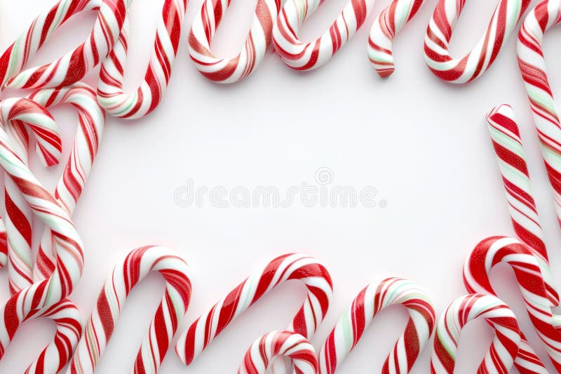 Christmas Candy Cane Red and White Striped Rectangle Frame. Striped ...
