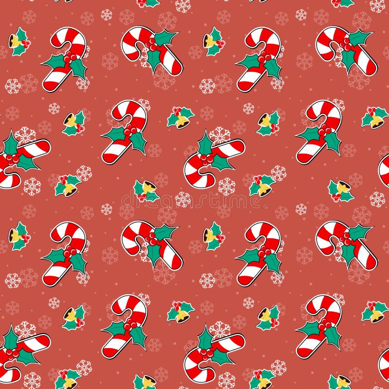 Christmas Candy Cane Seamless Pattern Stock Vector - Illustration of ...