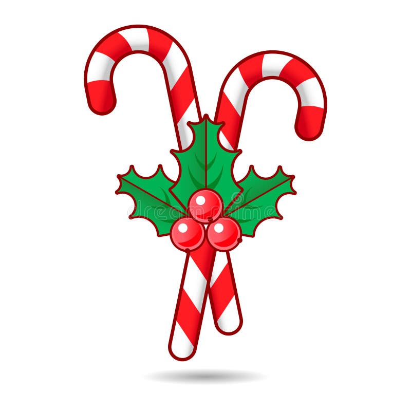 Christmas Candy Canes with Berries, Vector Illustration. Stock Vector ...