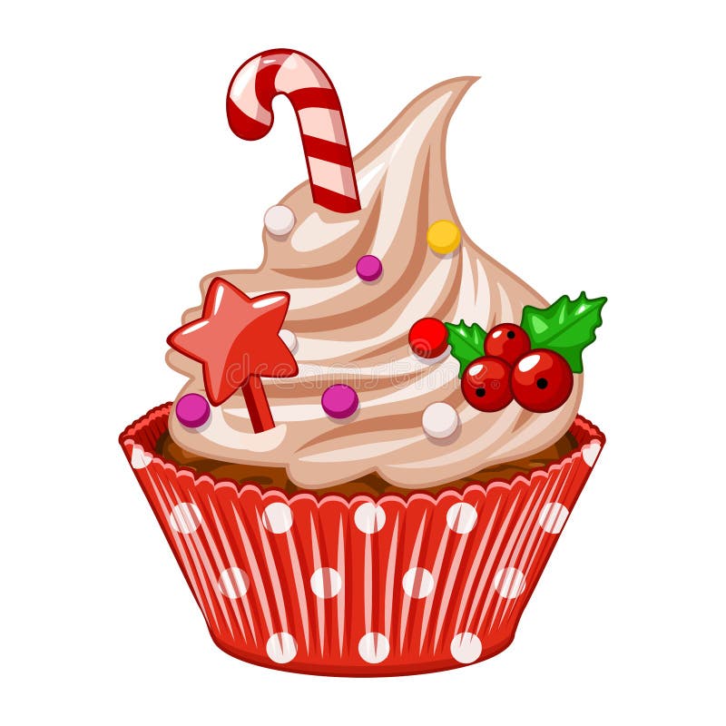Christmas Capcake, Sweet Christmas and New Year. Vector Illustration ...