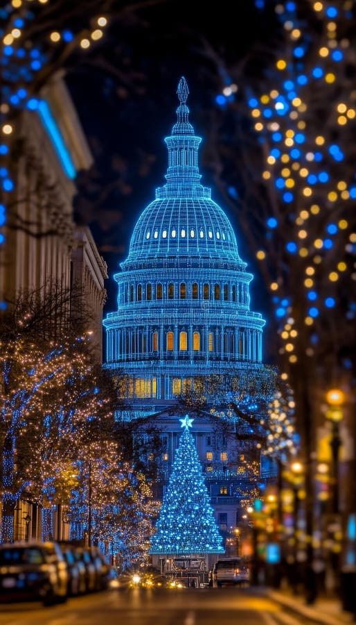 Christmas on Capitol Hill U.S. Capitol Building with Christmas Tree at ...