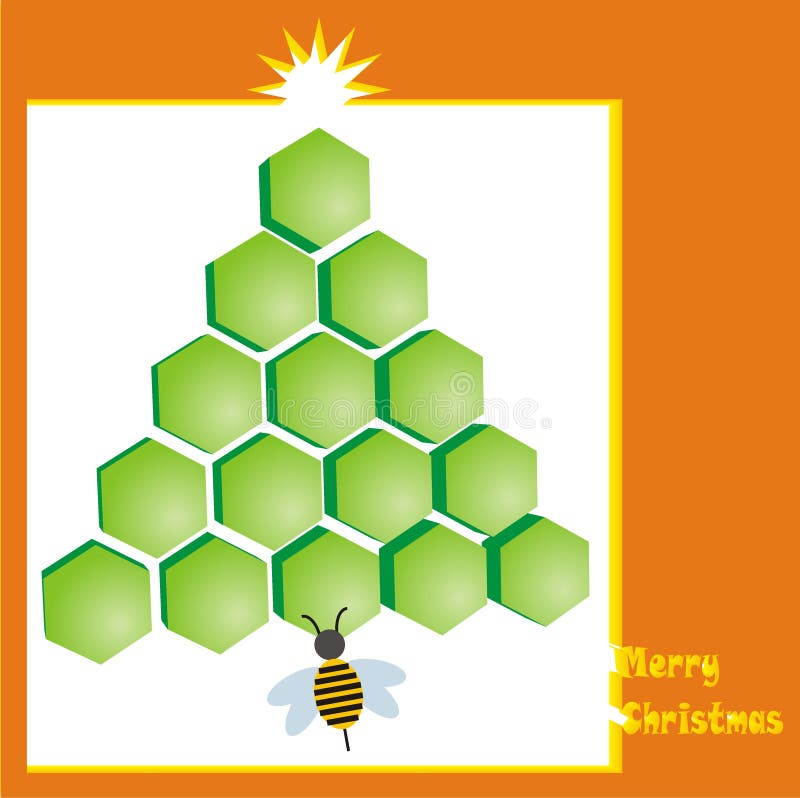 Christmas Card with a Bee Santa Claus and Beehive Stock Illustration ...