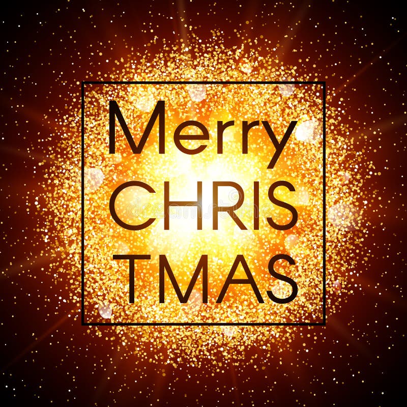 Christmas Card on Abstract Explosion Background with Gold Glittering ...