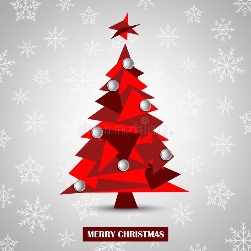 Christmas Card with Abstract Red Triangle Tree Template Stock Vector ...